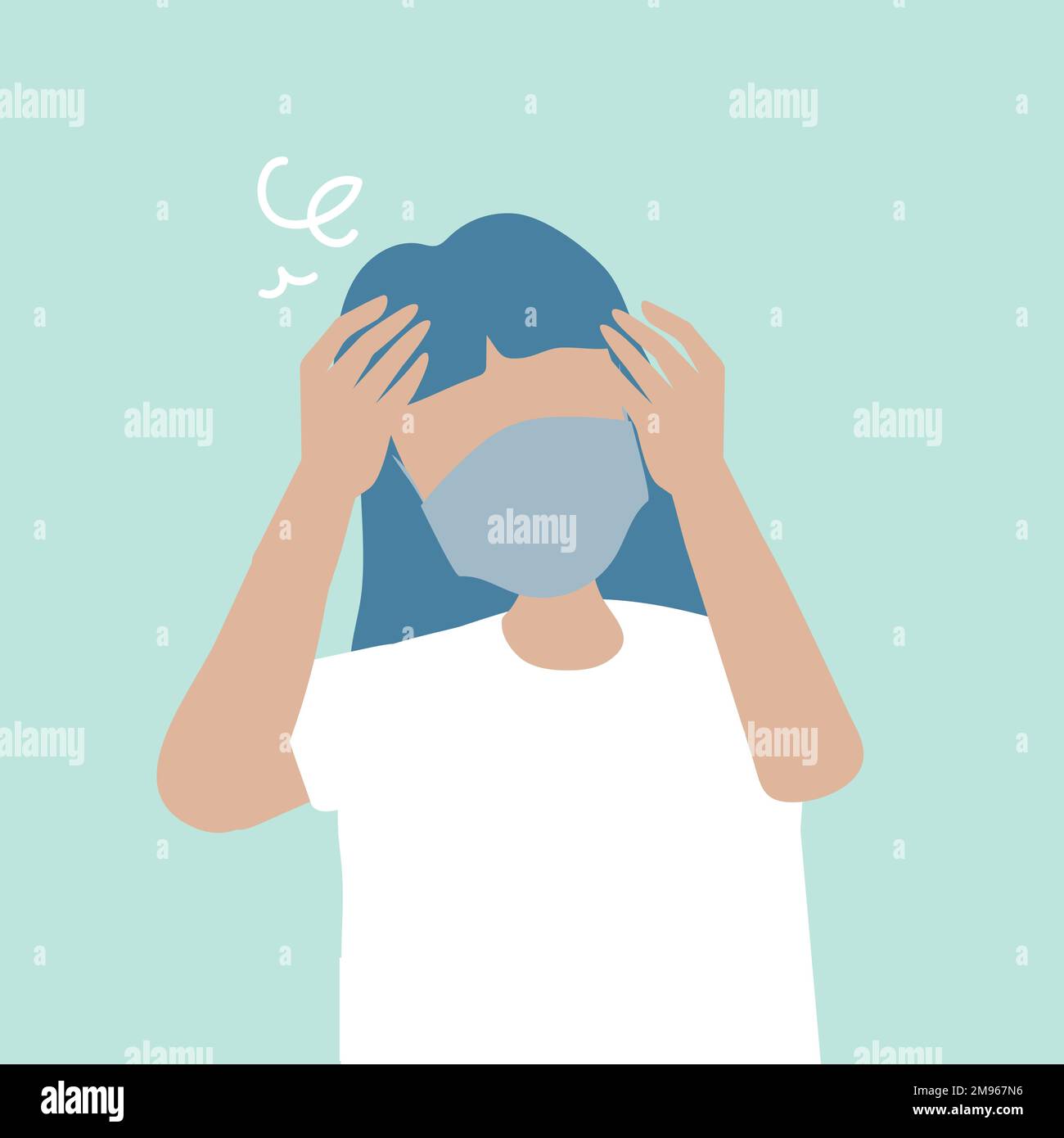 Woman headache migraine cold Stock Vector Images - Alamy