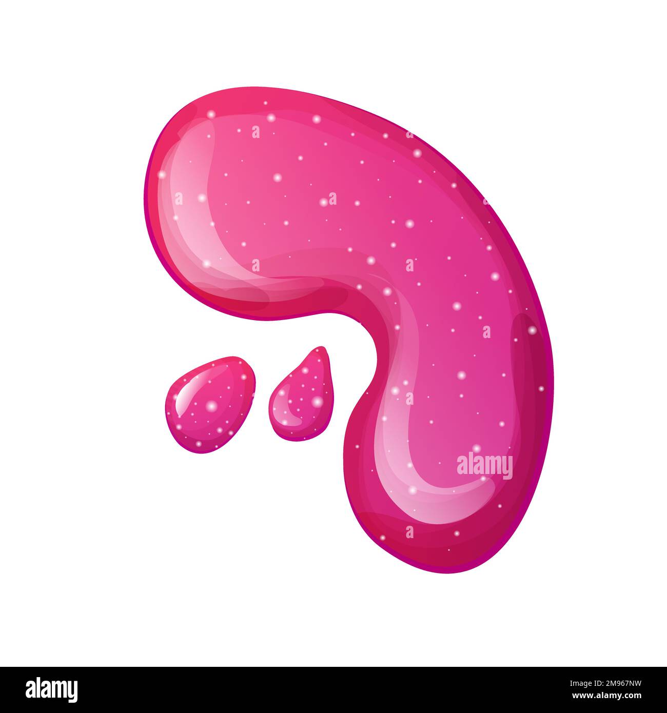 Slime splat, pink bright sticky jelly drop with glitter in cartoon ...