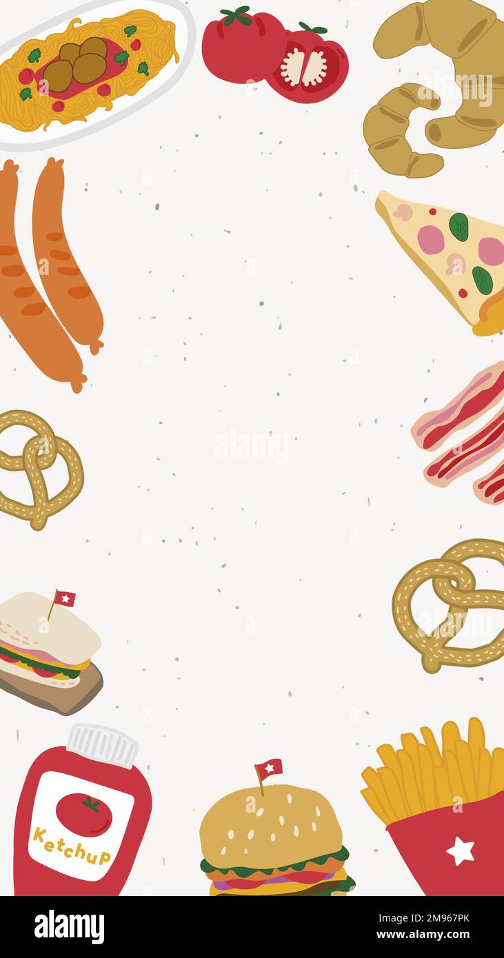 Food doodle frame on a beige background vector Stock Vector Image & Art ...