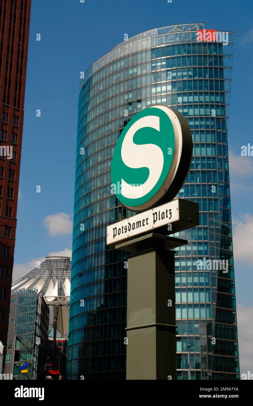 A modern office building at the Potsdamer Platz metro station in Berlin ...