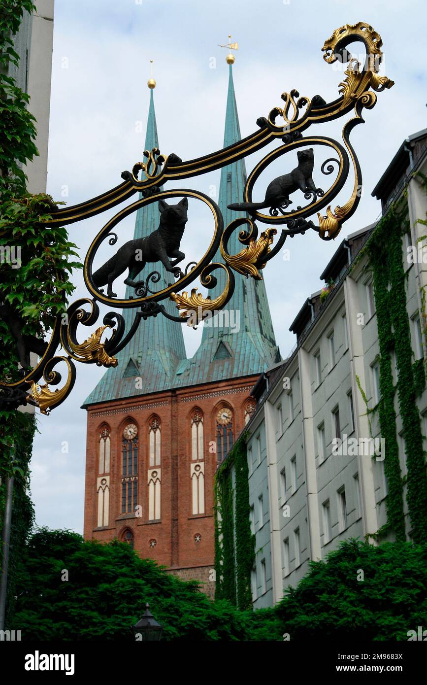 St Nicholas Church (Nikolaikirche), Berlin, Germany, distinctive for ...