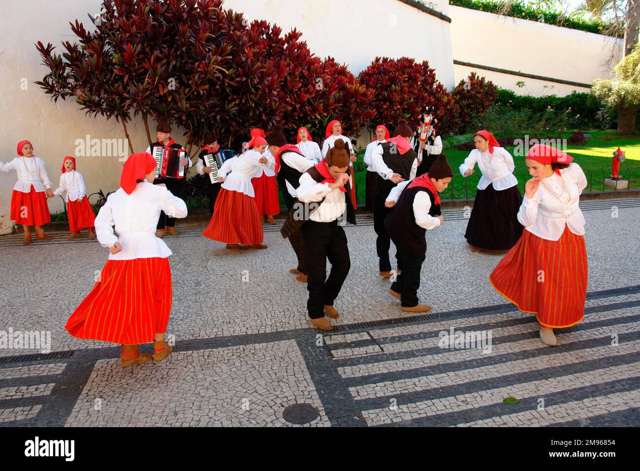 Dancers belonging to a folklore group from Campanario, performing an ...
