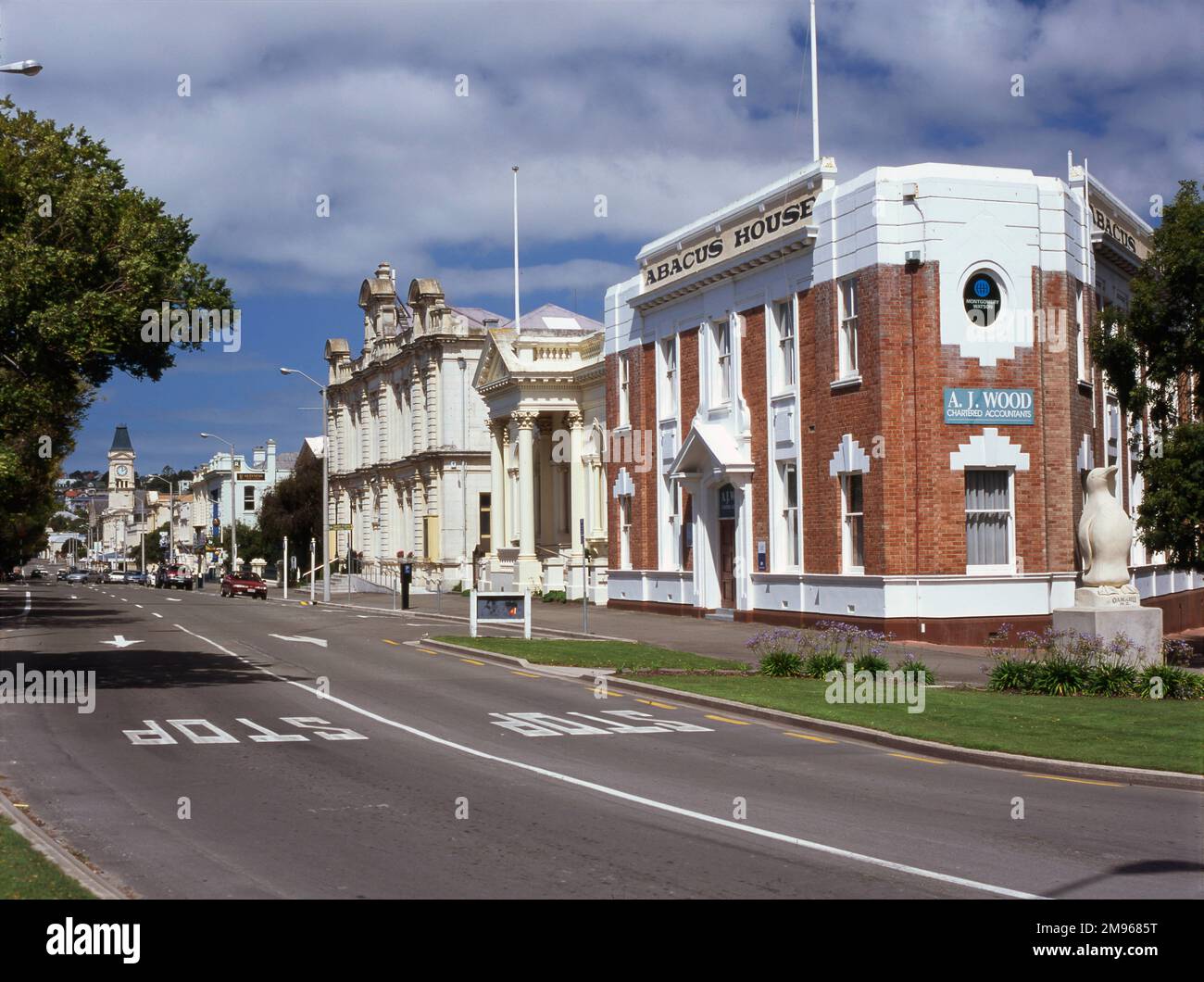 Old historic buildings in Thames Street, in the business district of ...