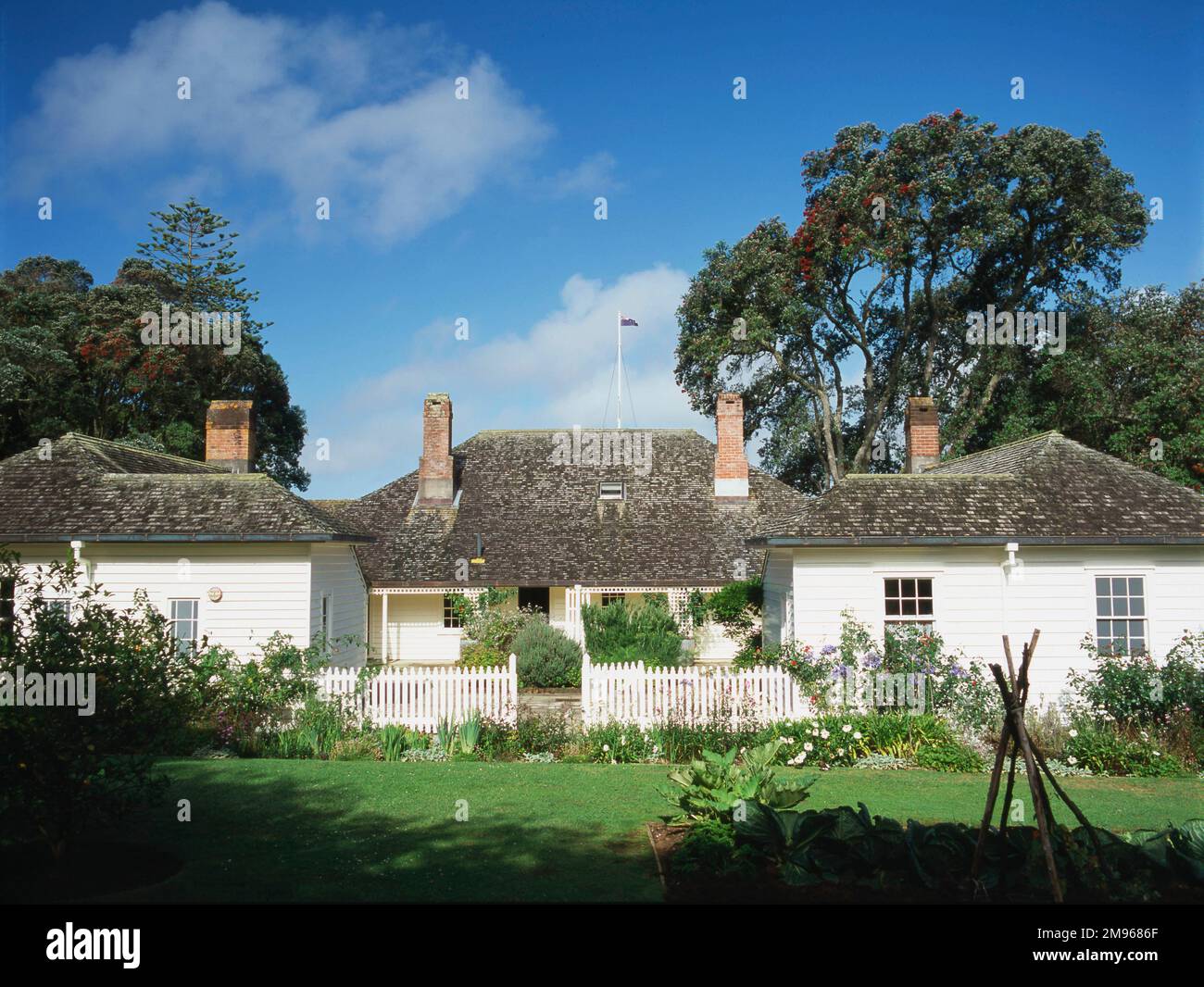 View of the Treaty House at Waitangi, North Island, New Zealand. This ...