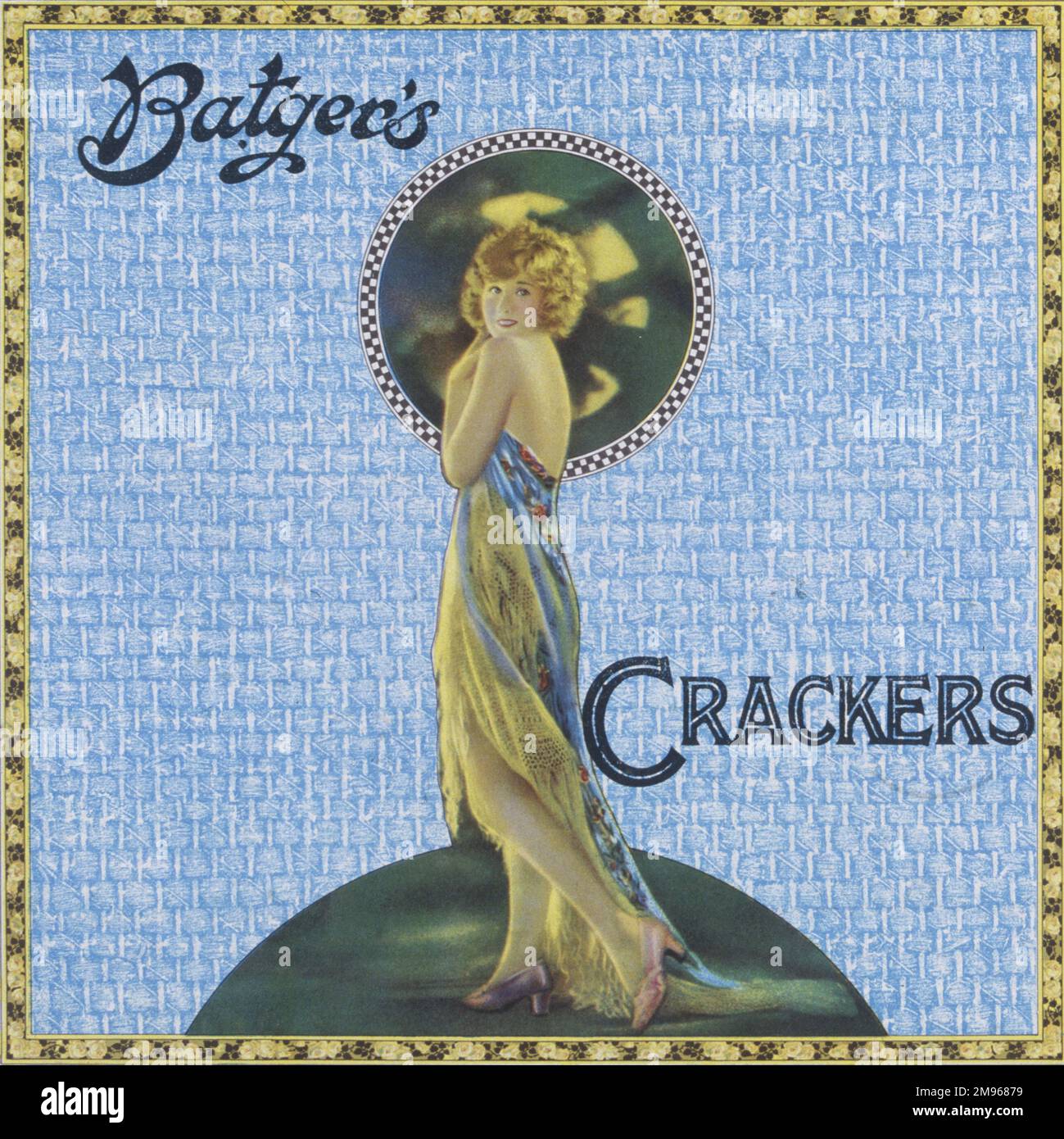 Box label design for Batger's Christmas crackers featuring a coy ...