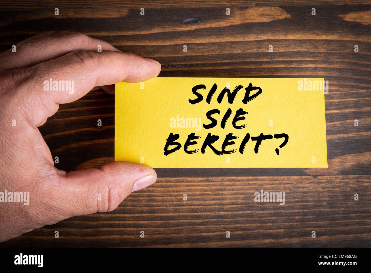 Are You Ready In German Yellow Piece Of Paper With Text Stock Photo Are You Ready In German Yellow Piece Of Paper With Text Stock Photo
