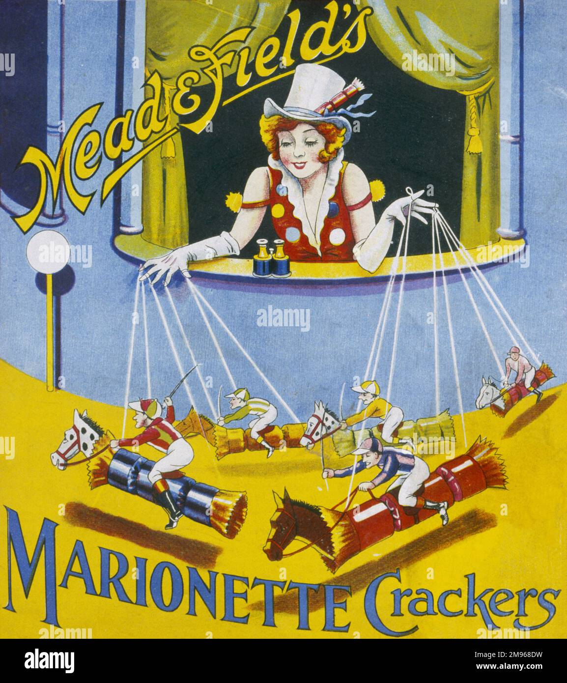 Label from a box of Mead and Field's Marionette Christmas crackers ...