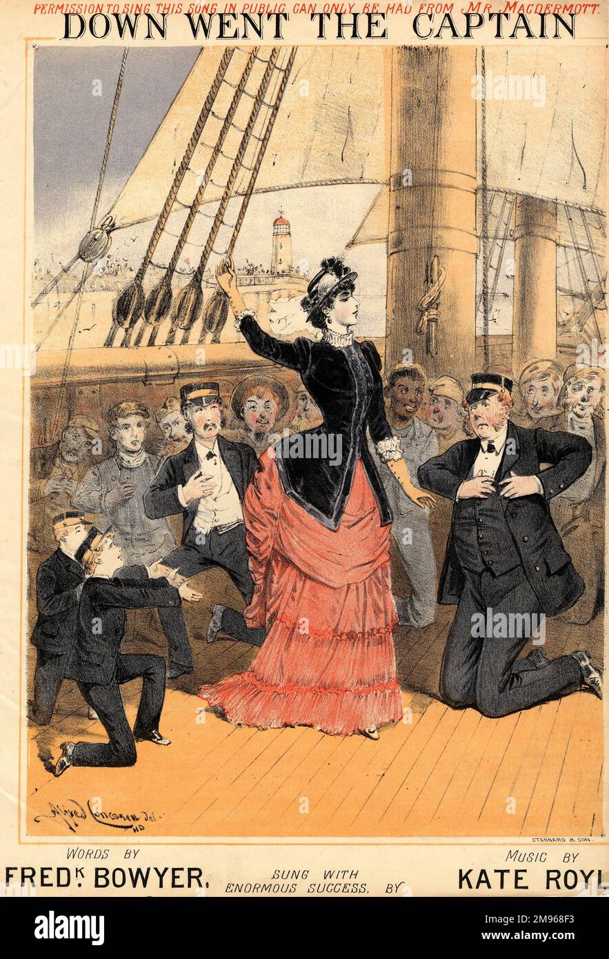 Music sheet cover for Down Went the Captain, with words by Frederick ...