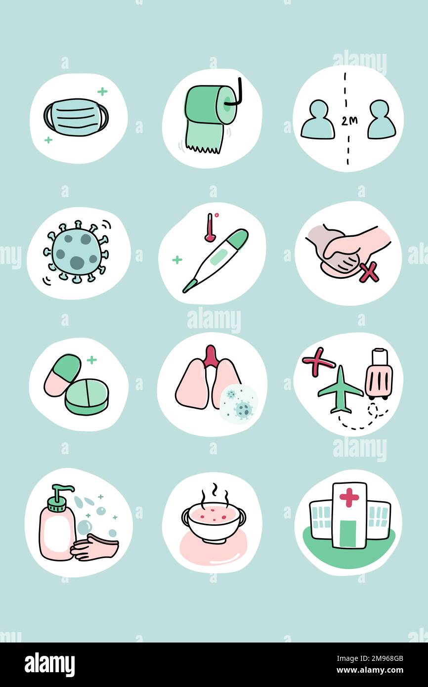 Protect yourself from coronavirus pandemic icon set vector Stock Vector ...