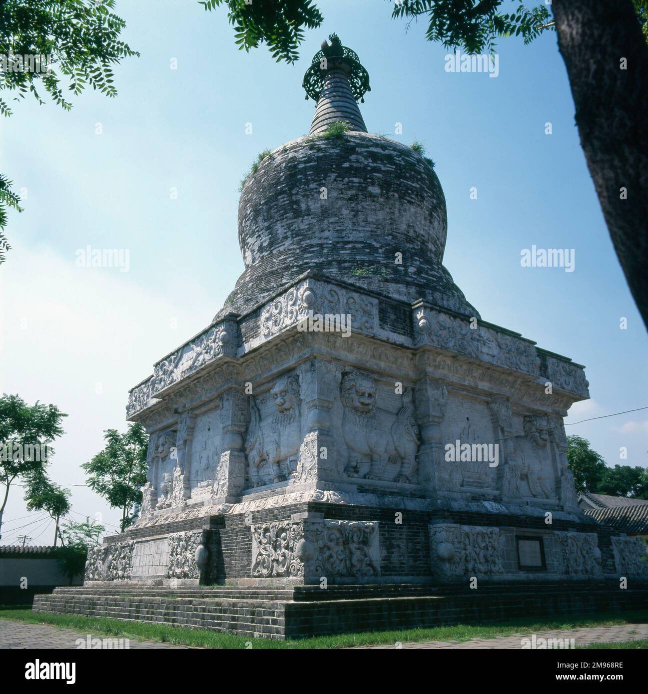 View of the North Pagoda of the Falun Temple at Shenyang, Liaoning ...