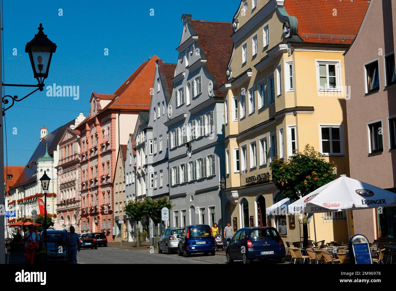 A row of picturesque old houses in Koenigstrasse, the main street of ...