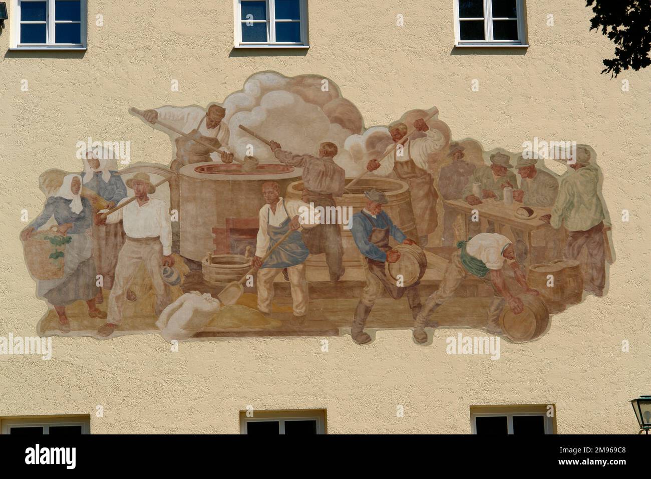Painting of a brewing scene on the exterior of the oldest brewery in ...
