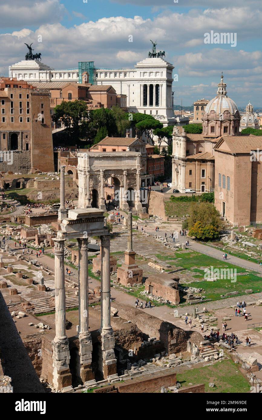 General view of the Roman Forum, or Forum Romanum, in Rome, Italy. In ...