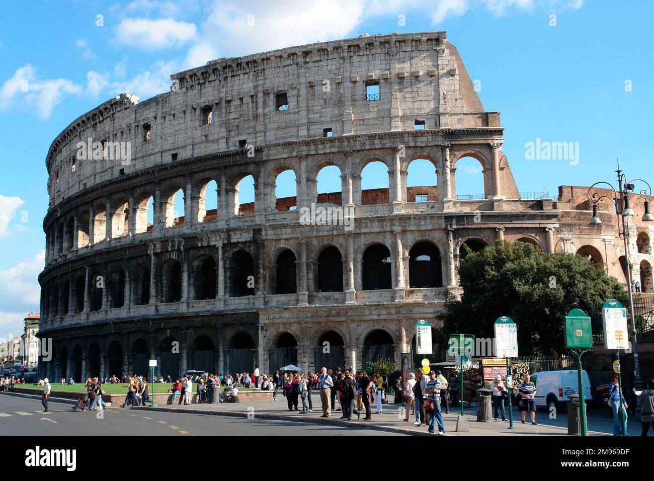 View of the famous Roman amphitheatre, the Colosseum, in Rome, Italy ...