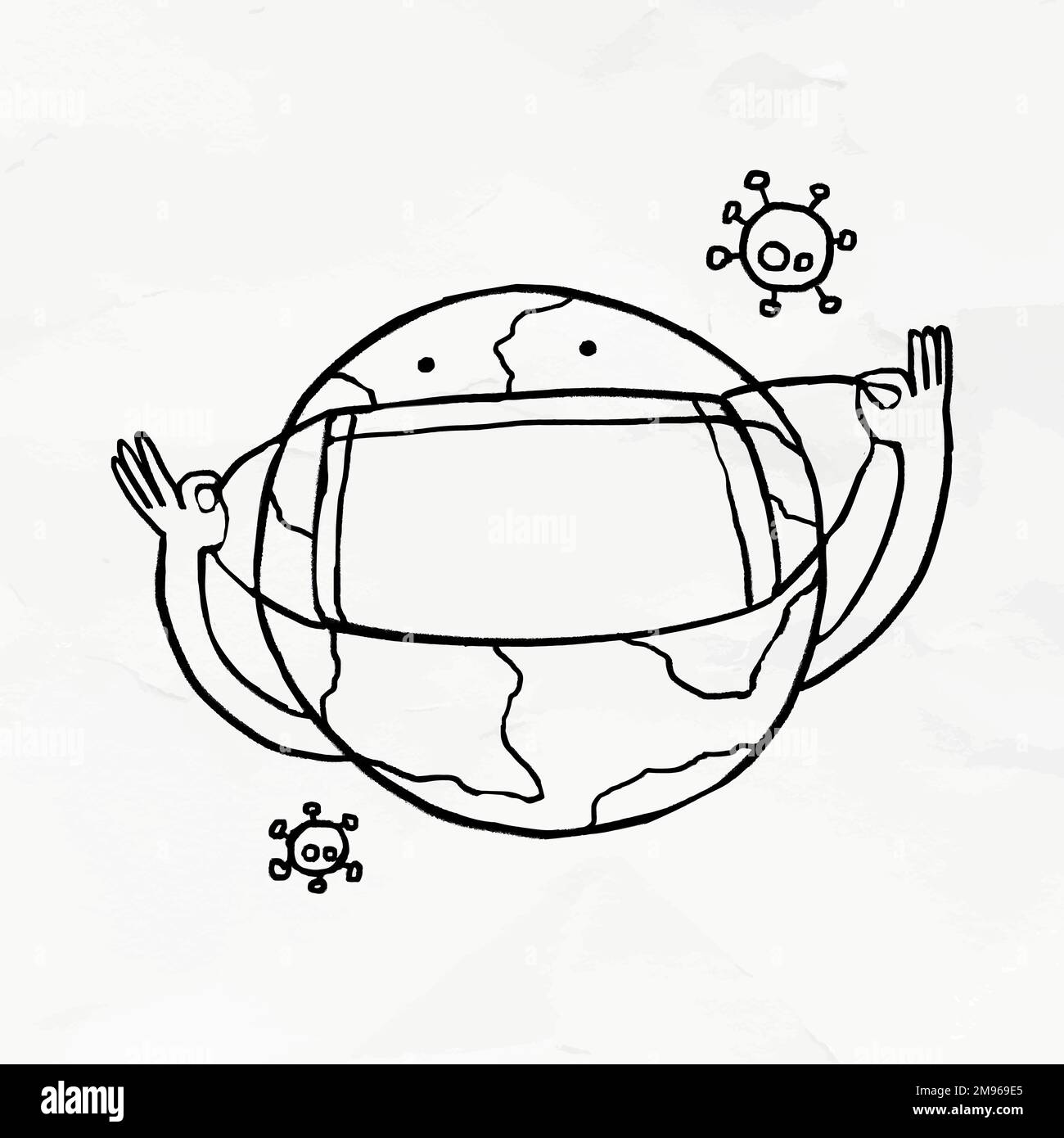 Planet earth wearing a face mask against coronavirus pandemic element ...