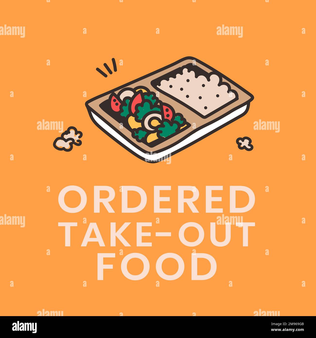 Ordered take-out food, self quarantine activity design element Stock ...
