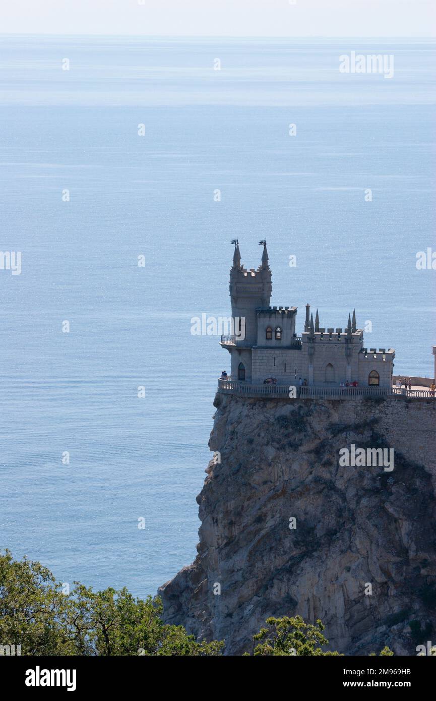 View of a neo-gothic castle known as the Swallow's Nest, on the edge of ...