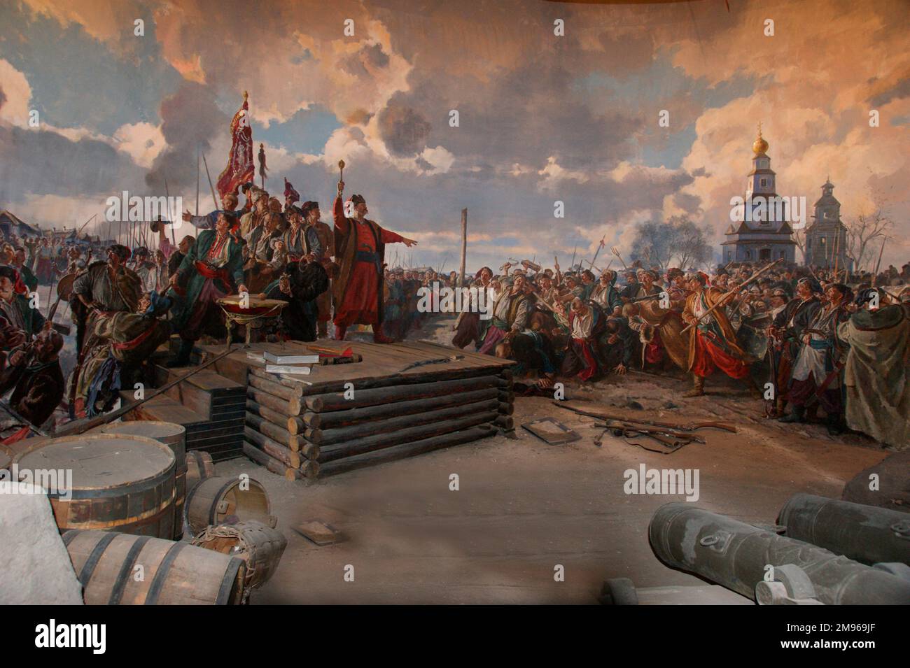 A painting in the Cossack Museum on Khortytsaya Island, Zaporozhye ...