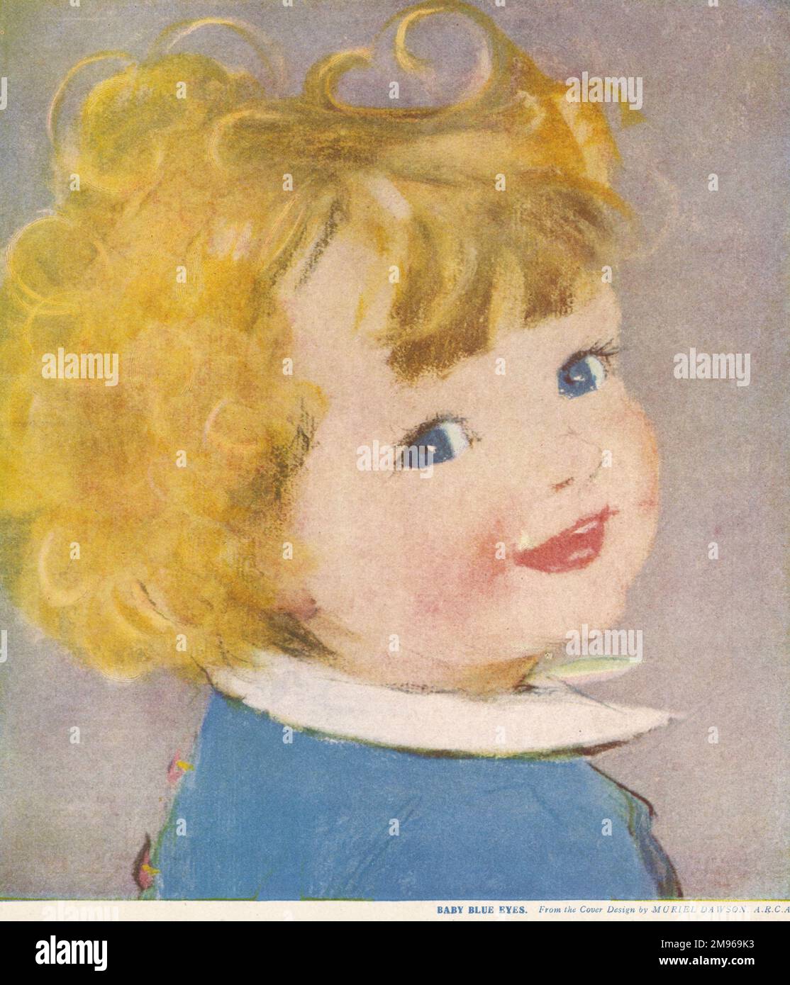 A jolly little girl with blonde curls and blue eyes Stock Photo - Alamy