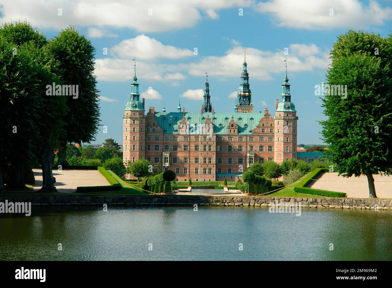 View across Palace Lake to Frederiksborg Palace (also known as ...