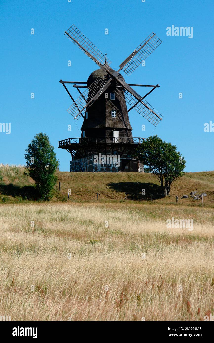 Landscape with an old windmill at Molle, Hoganas, Skane (Scania ...