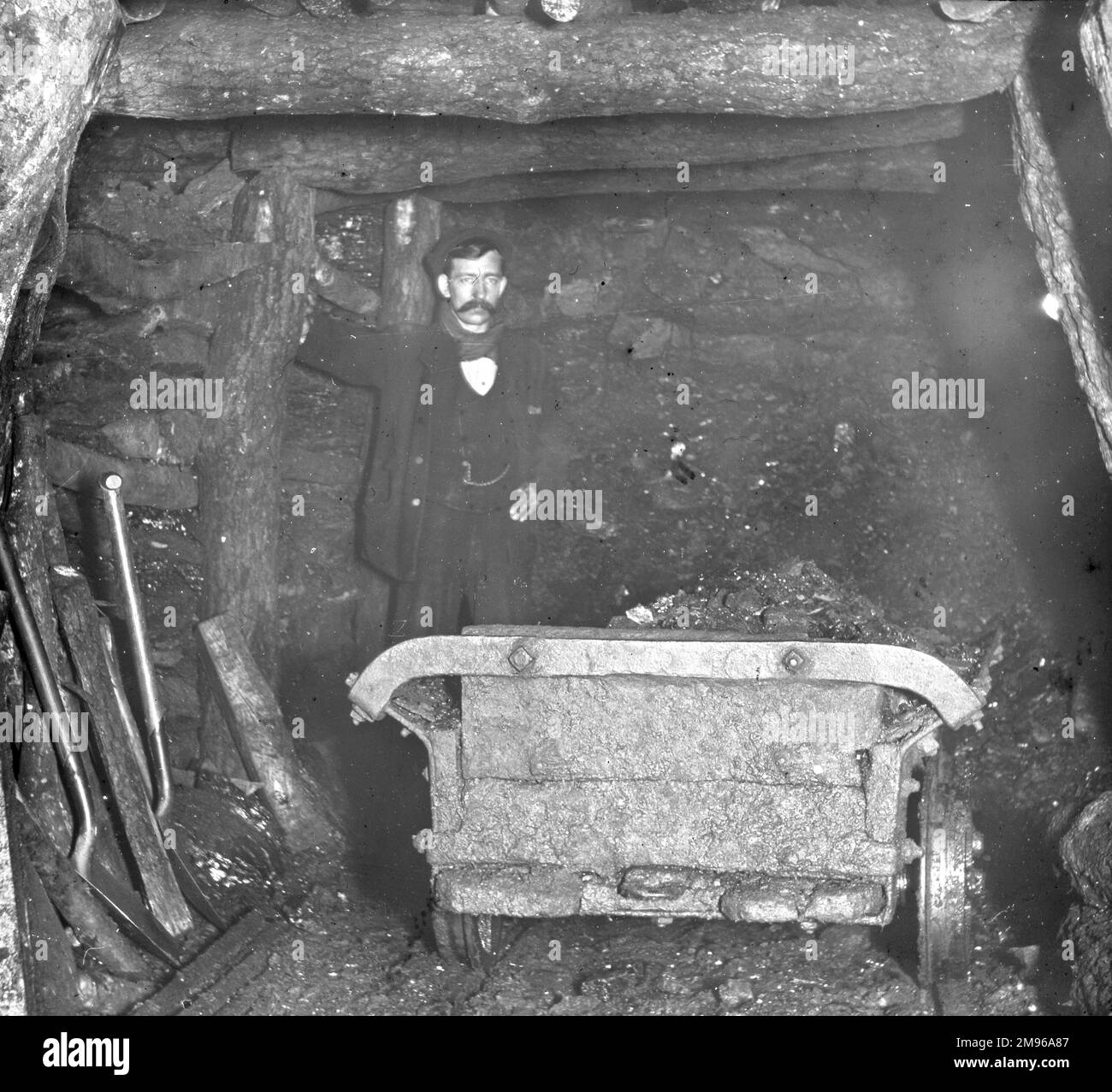 The winding man at the coal face in Tirpentwys Colliery near Pontypool ...