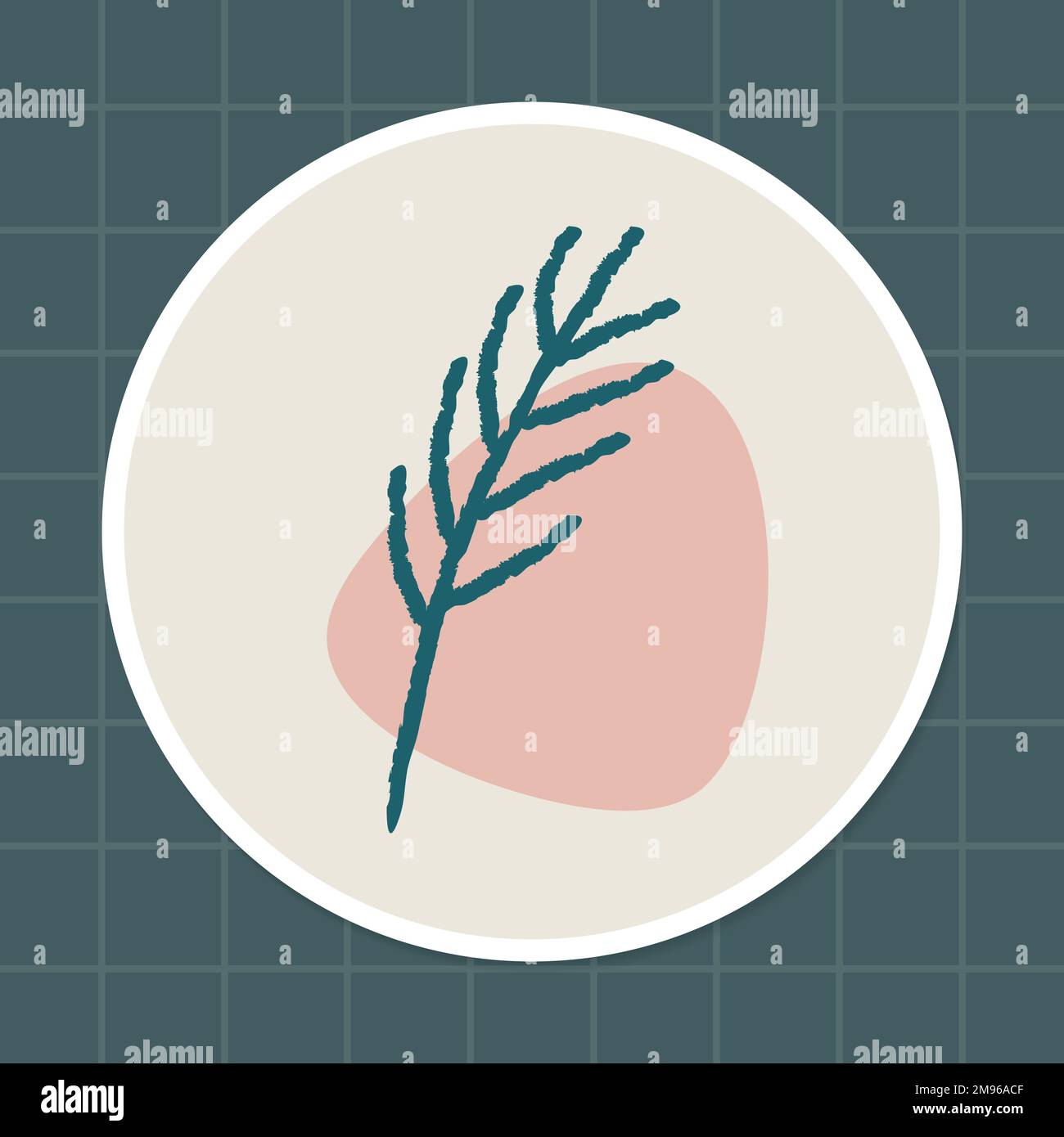 Minimal leaf doodle social story highlight sticker vector Stock Vector ...