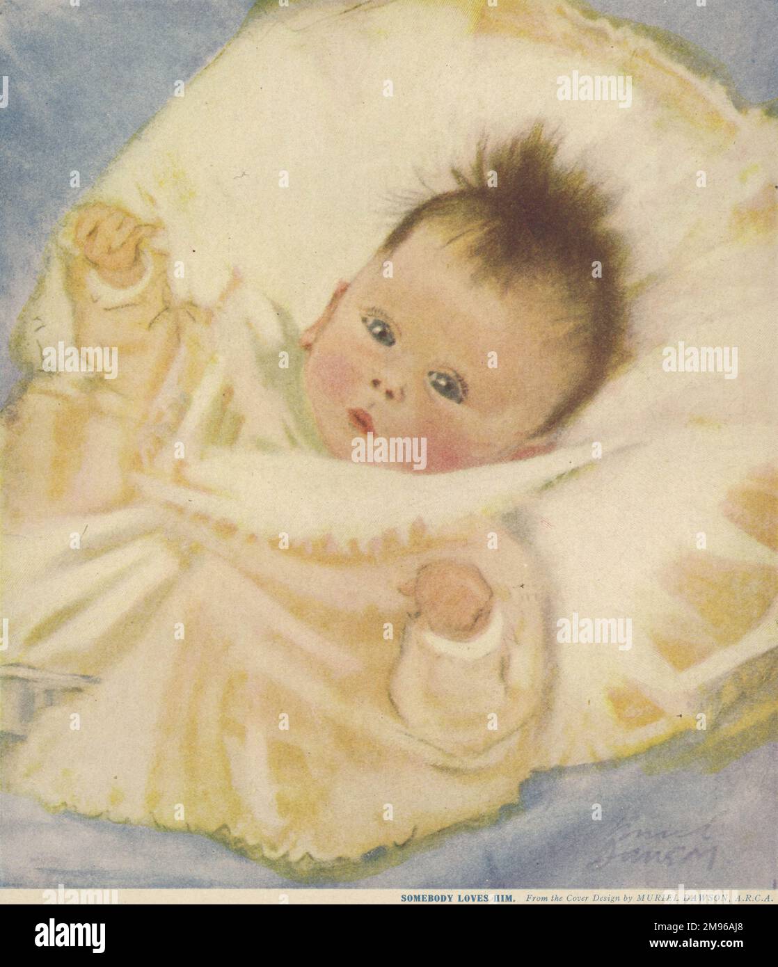 A newborn baby with a shock of brown hair Stock Photo - Alamy