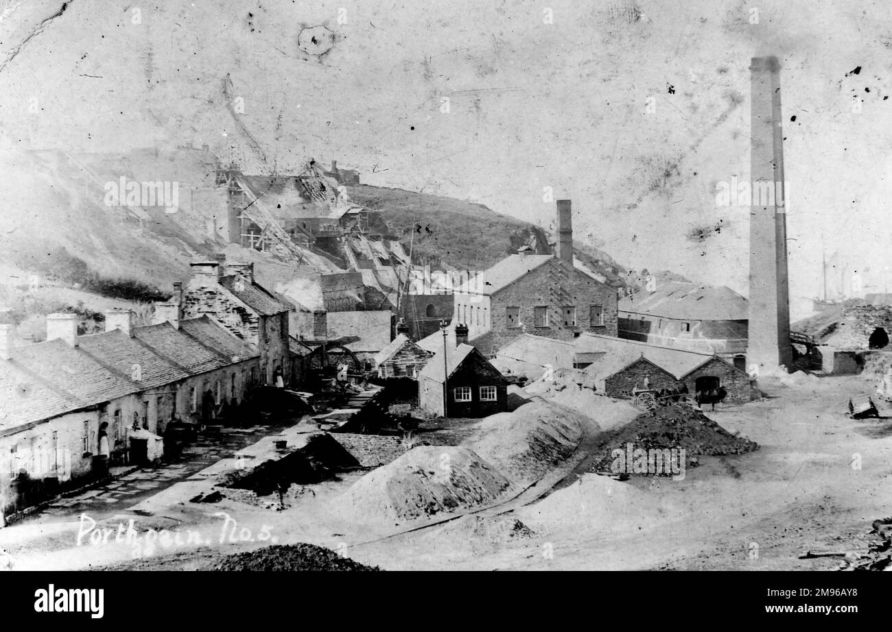 View of Porthgain lime workings on the Pembrokeshire coast, West Wales ...