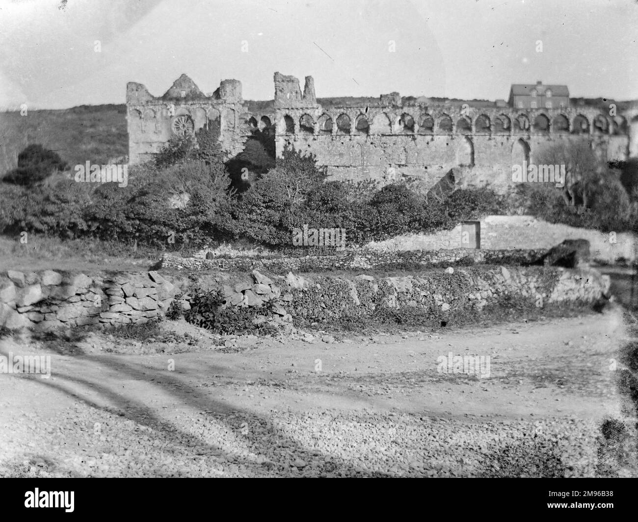 General view of the ruins of the medieval Bishop's Palace, St David's ...