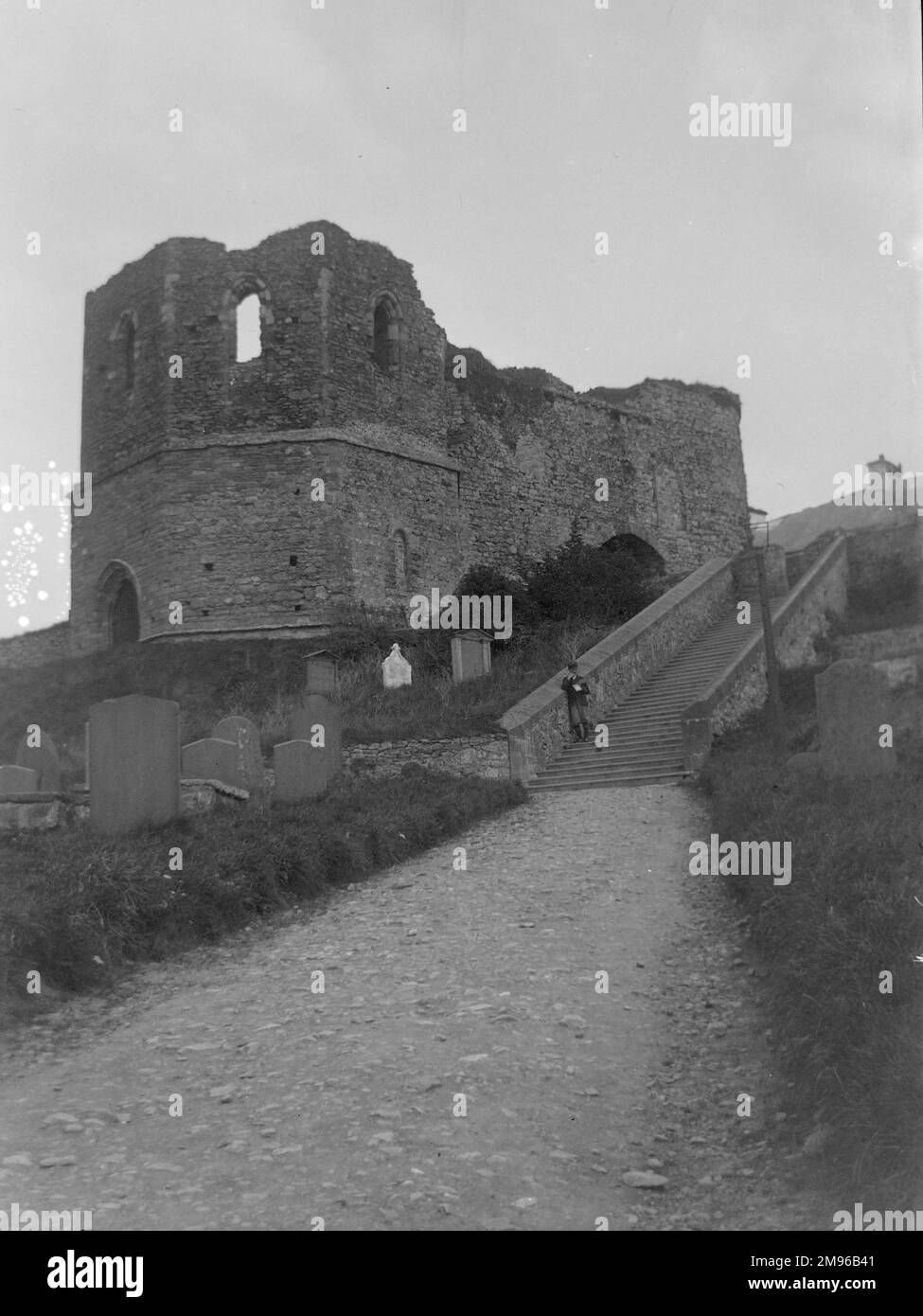The partially ruined Bell Tower in The Pebbles, St David's ...