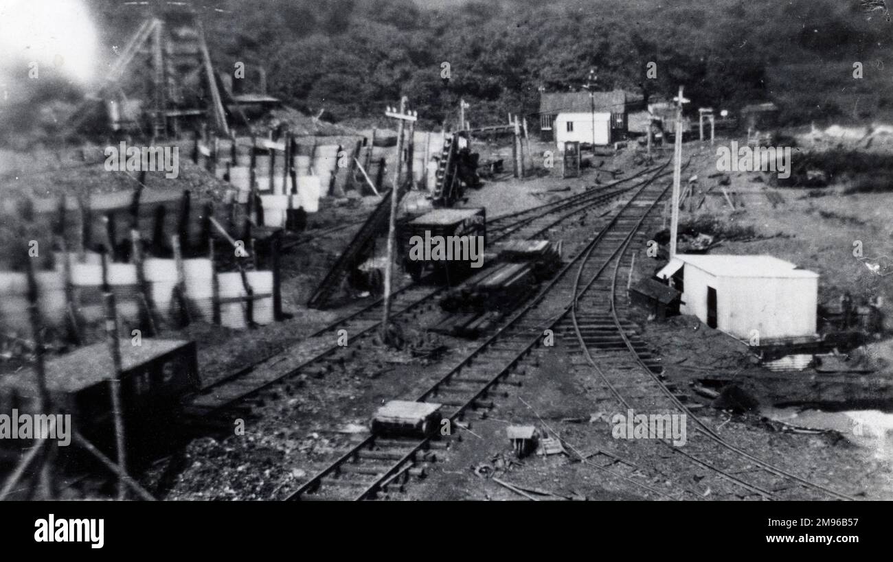 A view of the Hook Colliery Railway sidings, with the pithead on the ...