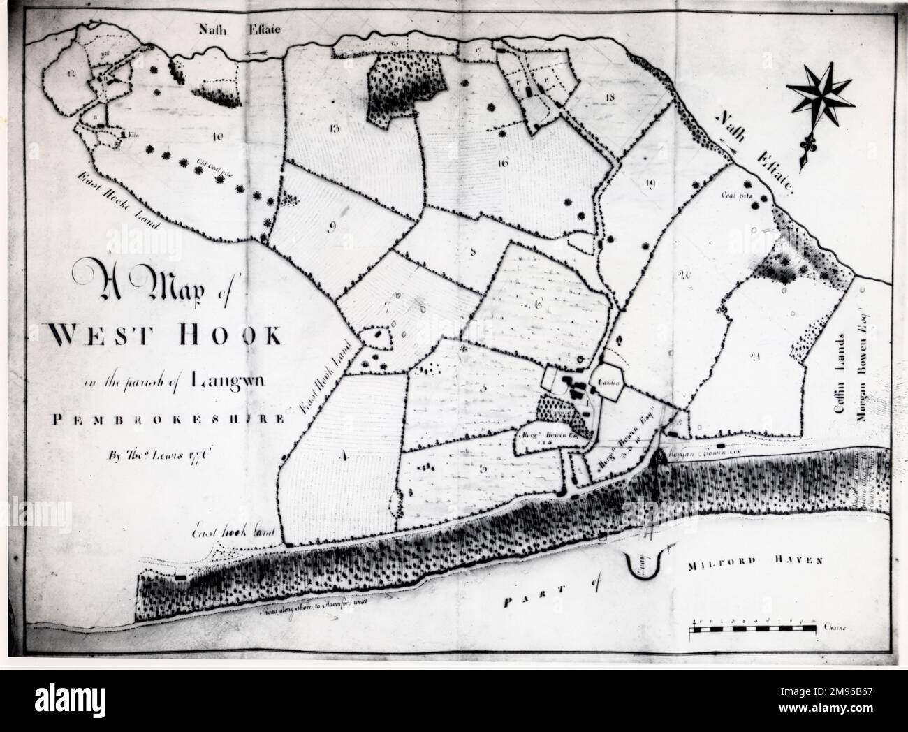 A colliery map (by Thomas Lewis) of the village of Hook, described here ...