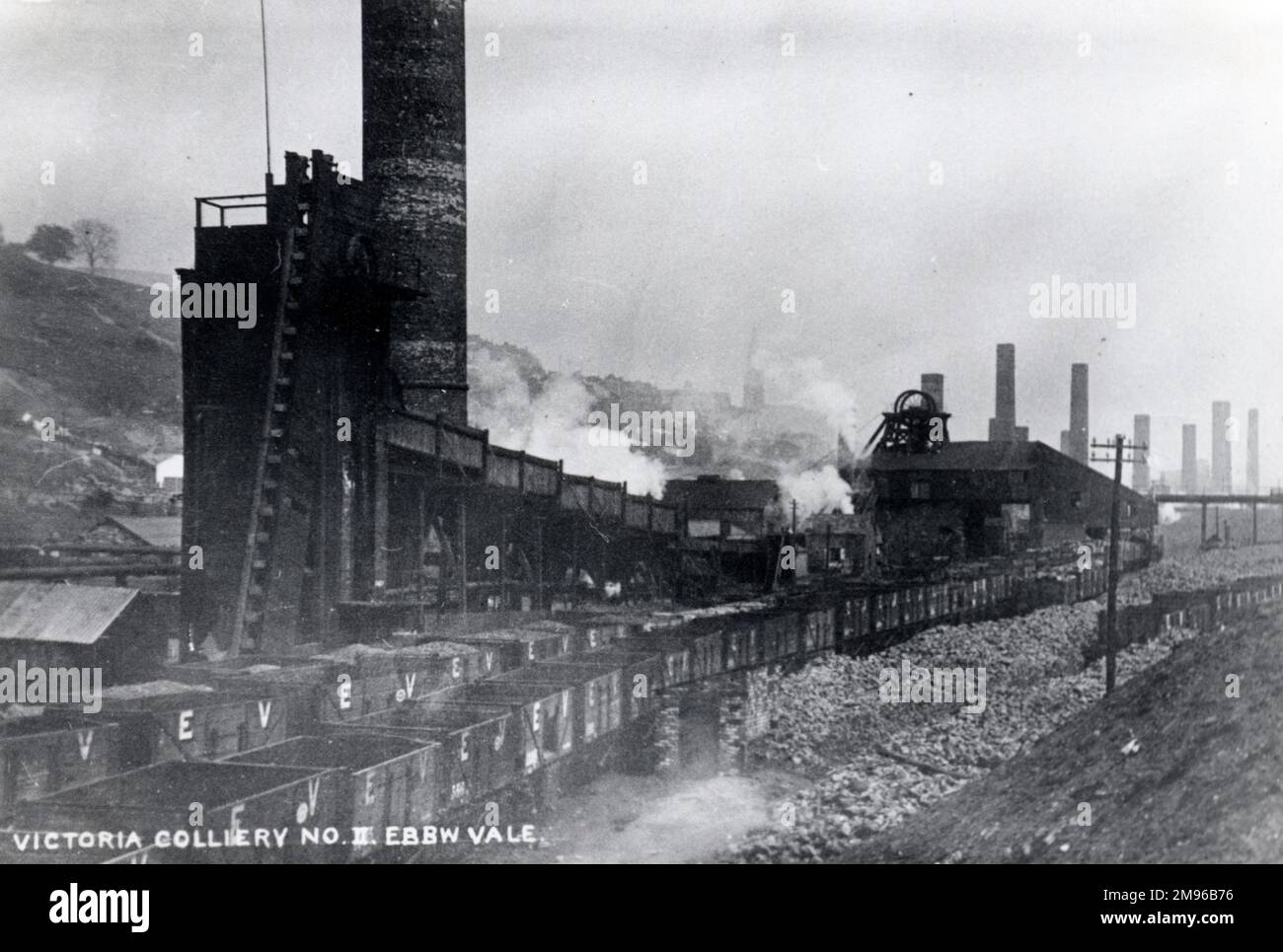 View of the Victoria Colliery, Ebbw Vale, Blaenau Gwent, South Wales ...