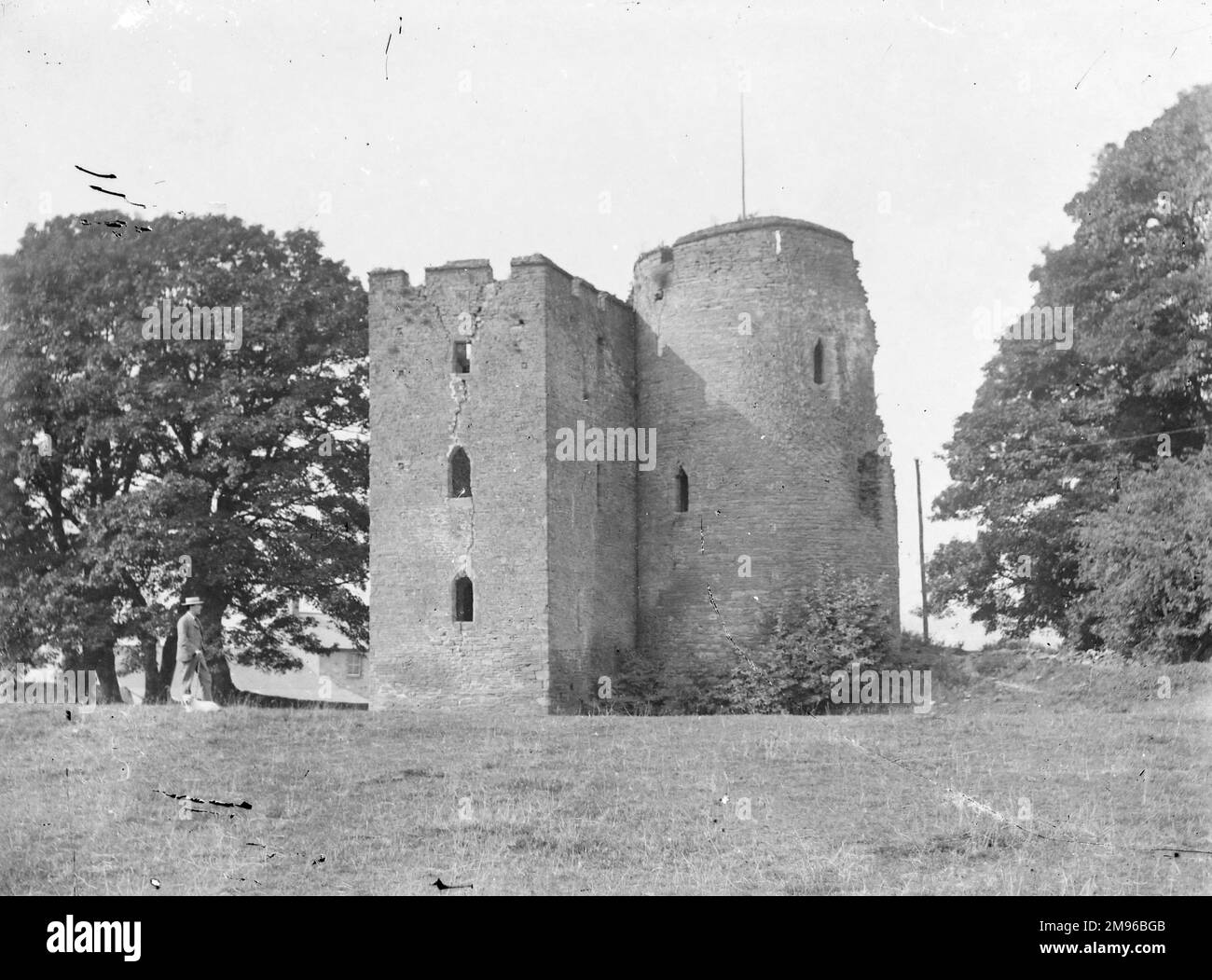 View of the ruins of Crickhowell Castle, Crickhowell, Powys, Mid Wales ...