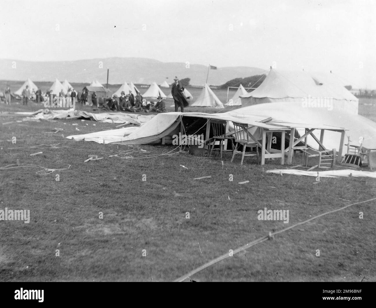 Scene on a shooting range, where men have been doing target practice ...