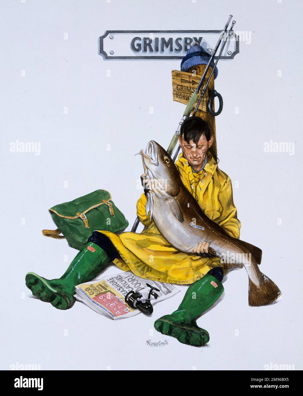 Painting fisherman sea cod hi-res stock photography and images - Alamy