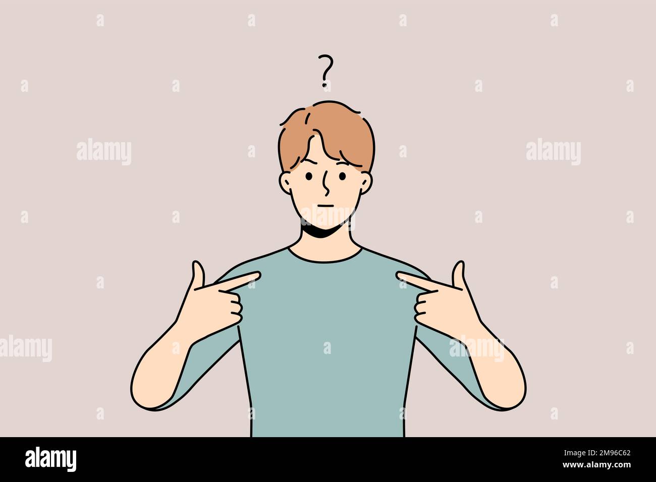Frustrated young man feel confused point at himself. Unhappy guy ...
