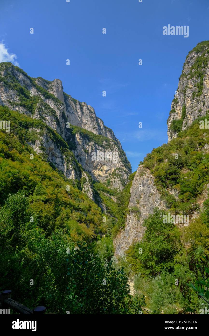 picturesque mountains landscape, mountains peaks across the sky. Genga ...