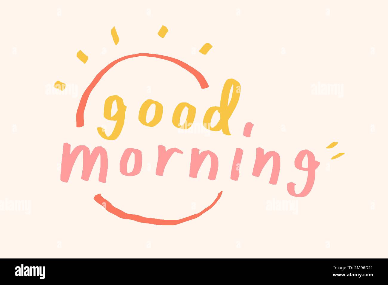 Good morning doodle typography on a beige background vector Stock ...