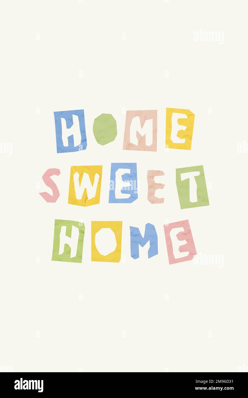 Paper cut typography font vector HOME SWEET HOME phrase Stock Vector ...