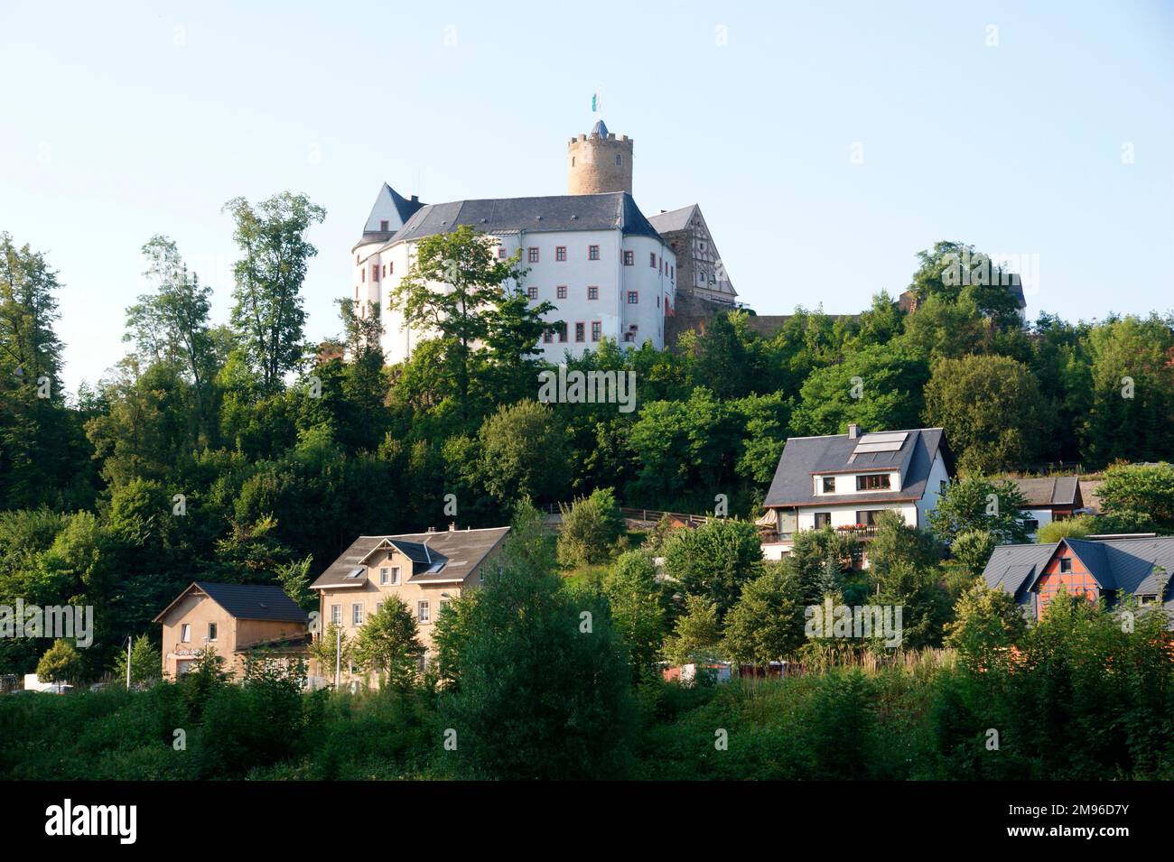 View of Scharfenstein Castle in the state of Saxony, Germany. The ...
