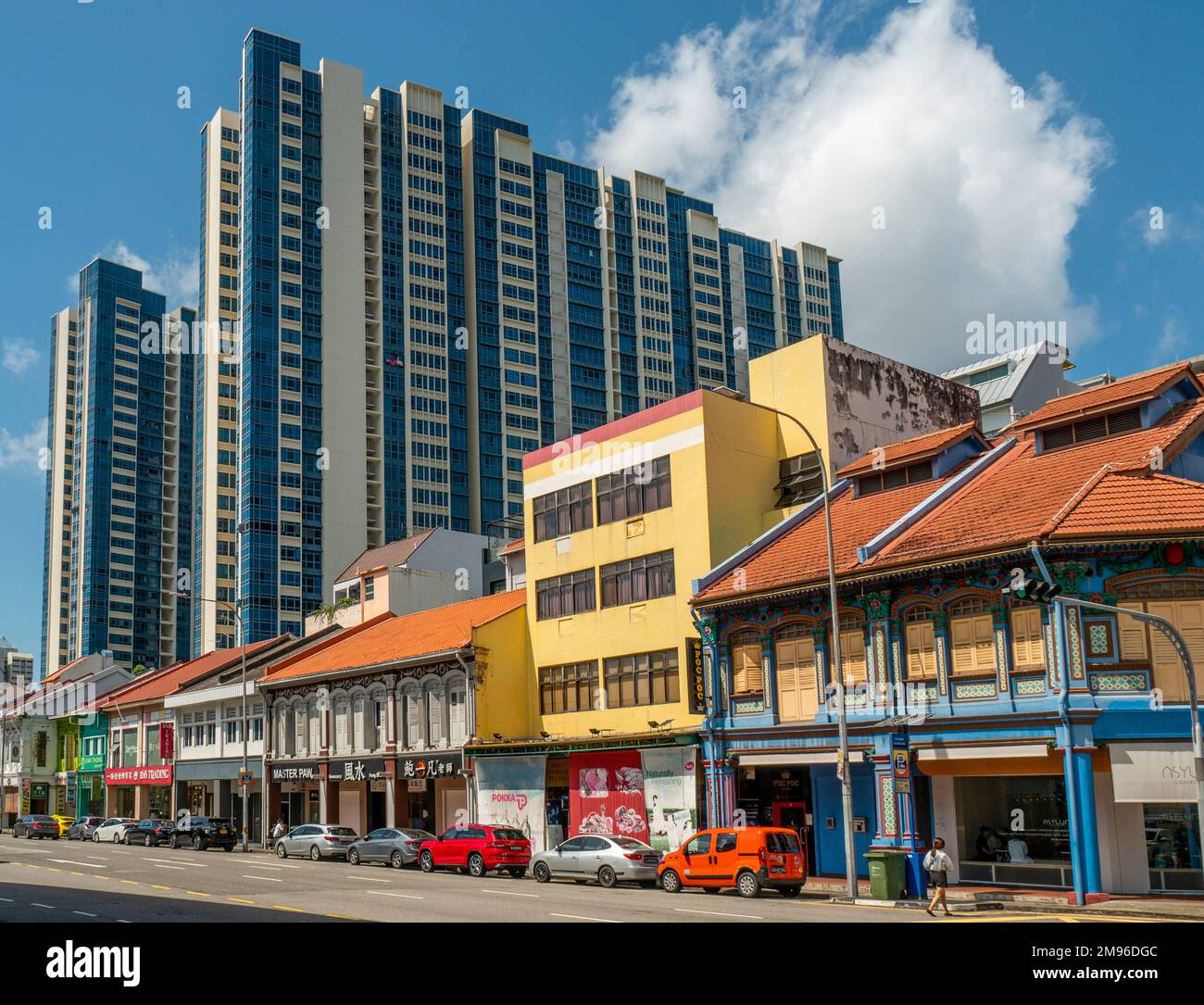 Mixed architecture of shophouses and high rise residential towers ...