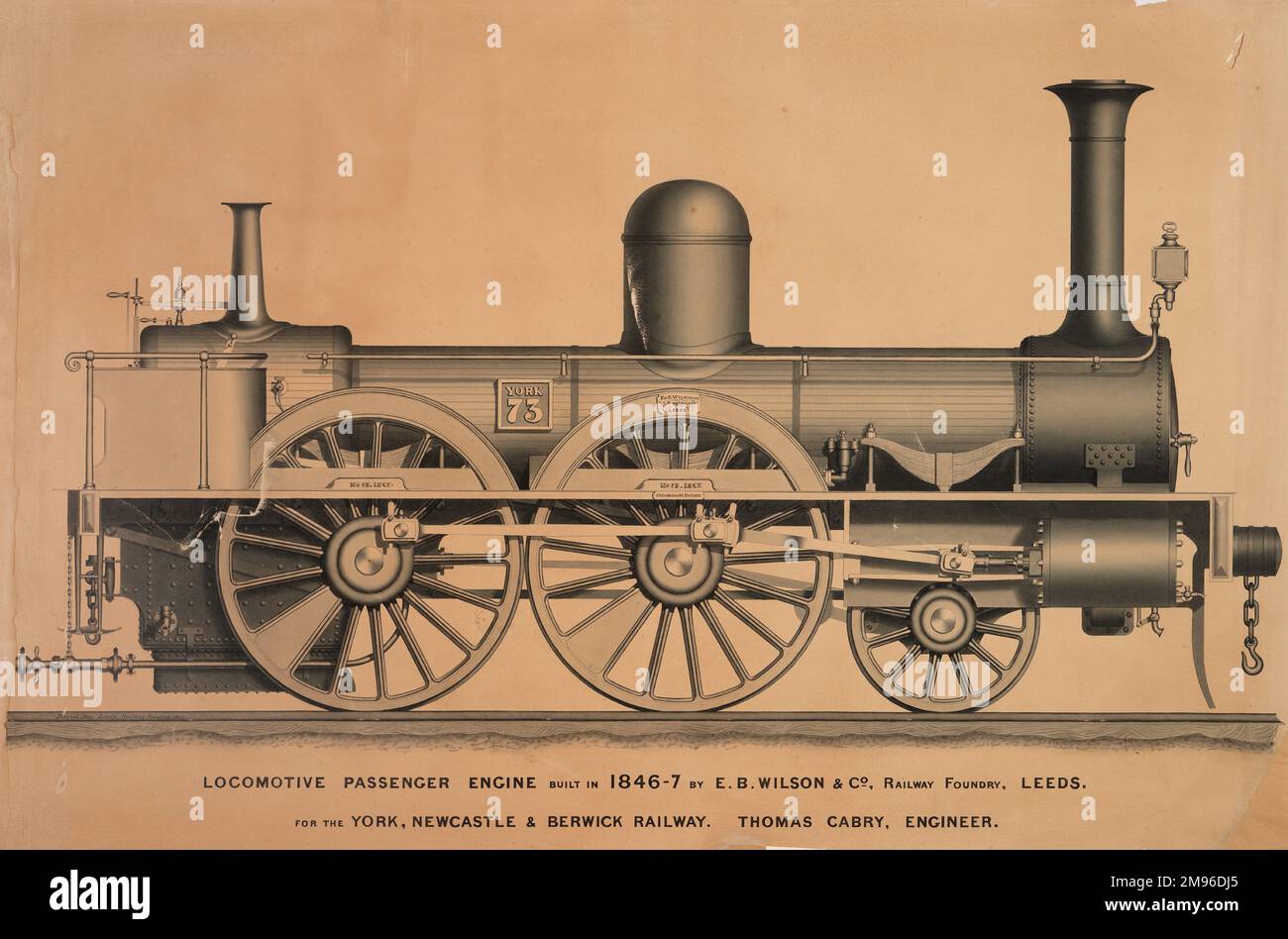 Locomotive passenger engine no 73, side elevation, built 1846-1847 to ...