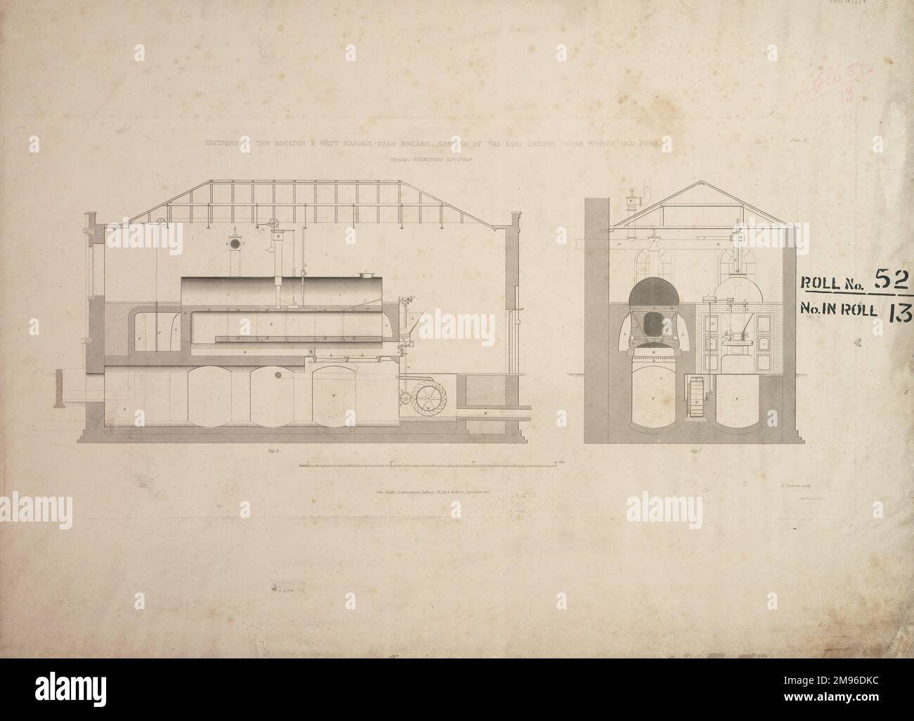 Sections of the Boulton and Watt waggon-head boilers erected at the ...