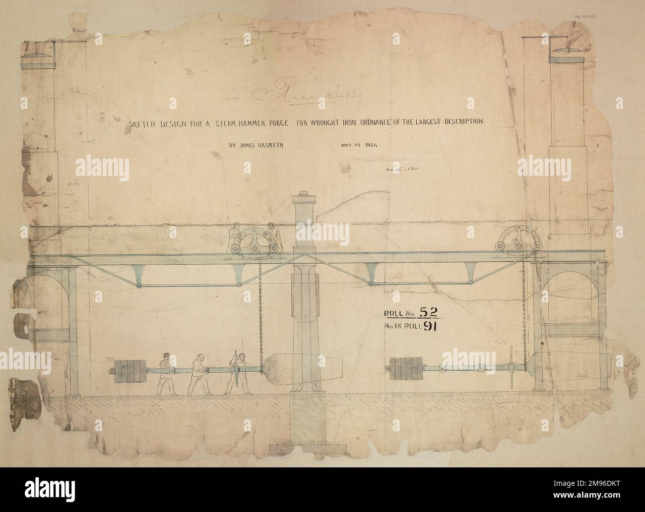 Design for a steam hammer forge for wrought iron ordnance of the ...