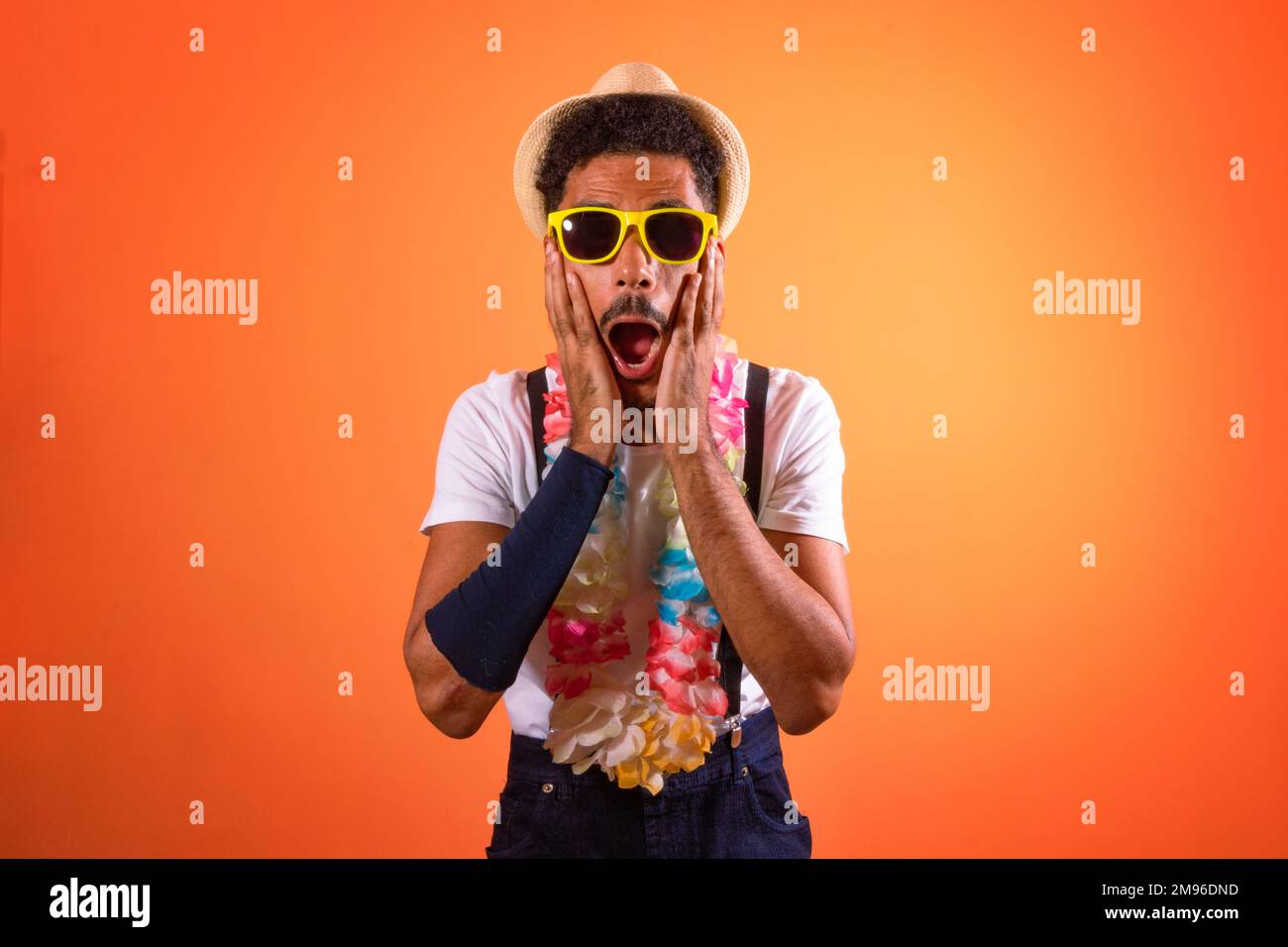 Carnival Outfit Party. Portrait of a Worry Black Man With Carnival ...