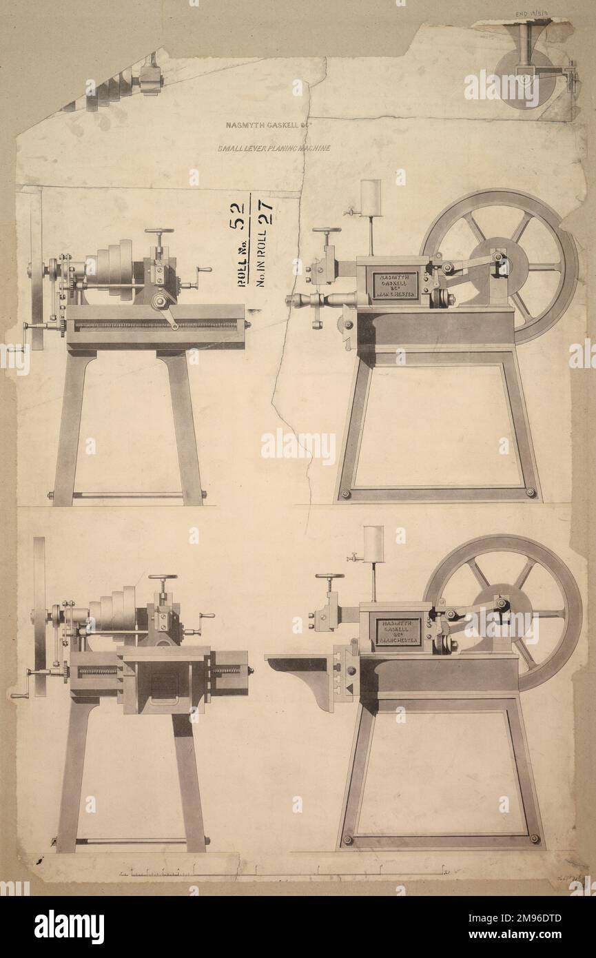 Small lever planing machine, front, back and side elevations Stock ...