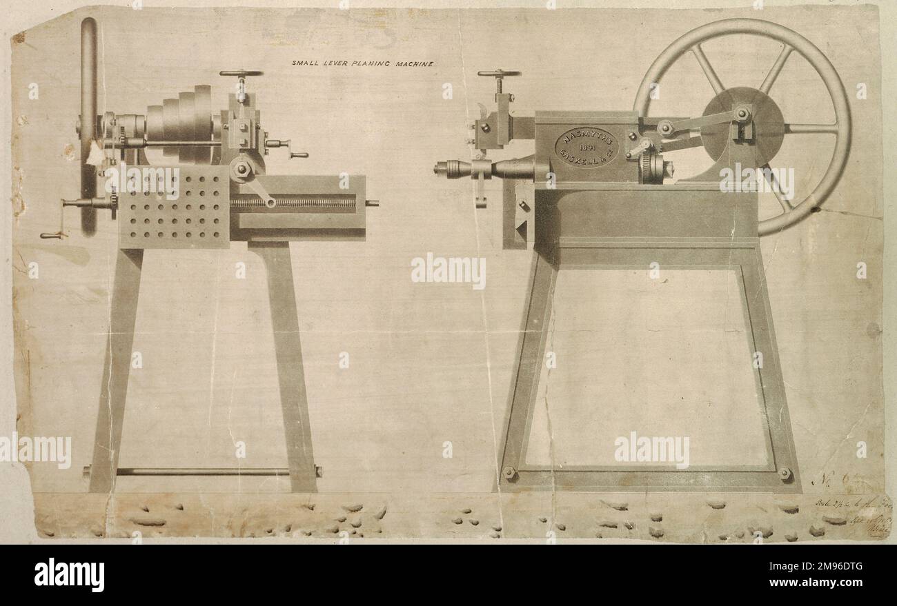 Small lever planing machine, front and side elevations Stock Photo - Alamy