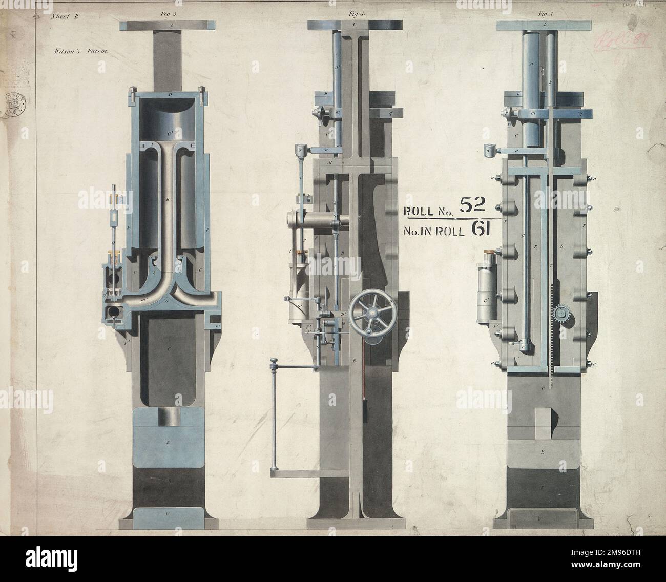 Wilson's patent (no 11,767 steam hammer improvements) front and side ...